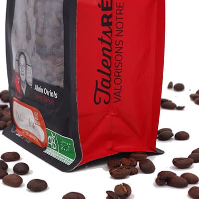 340g metallized film coffee beans sachet with clear front window ...
